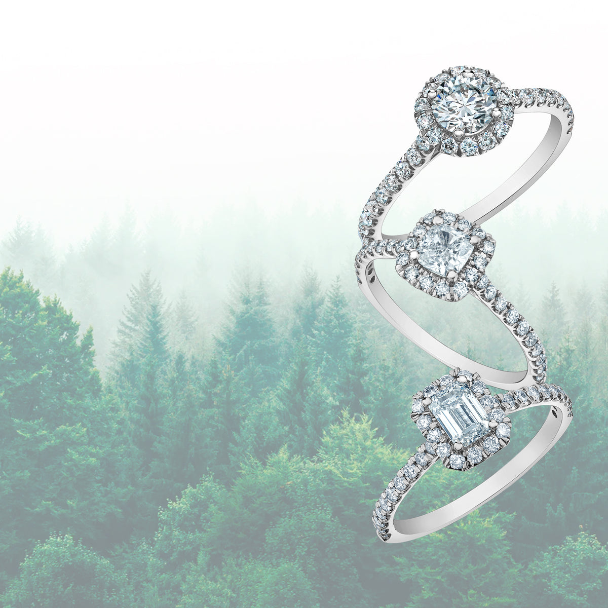 Diamond Halo Engagement Ring Collection – Diamond Evolution- Lab Grown ...